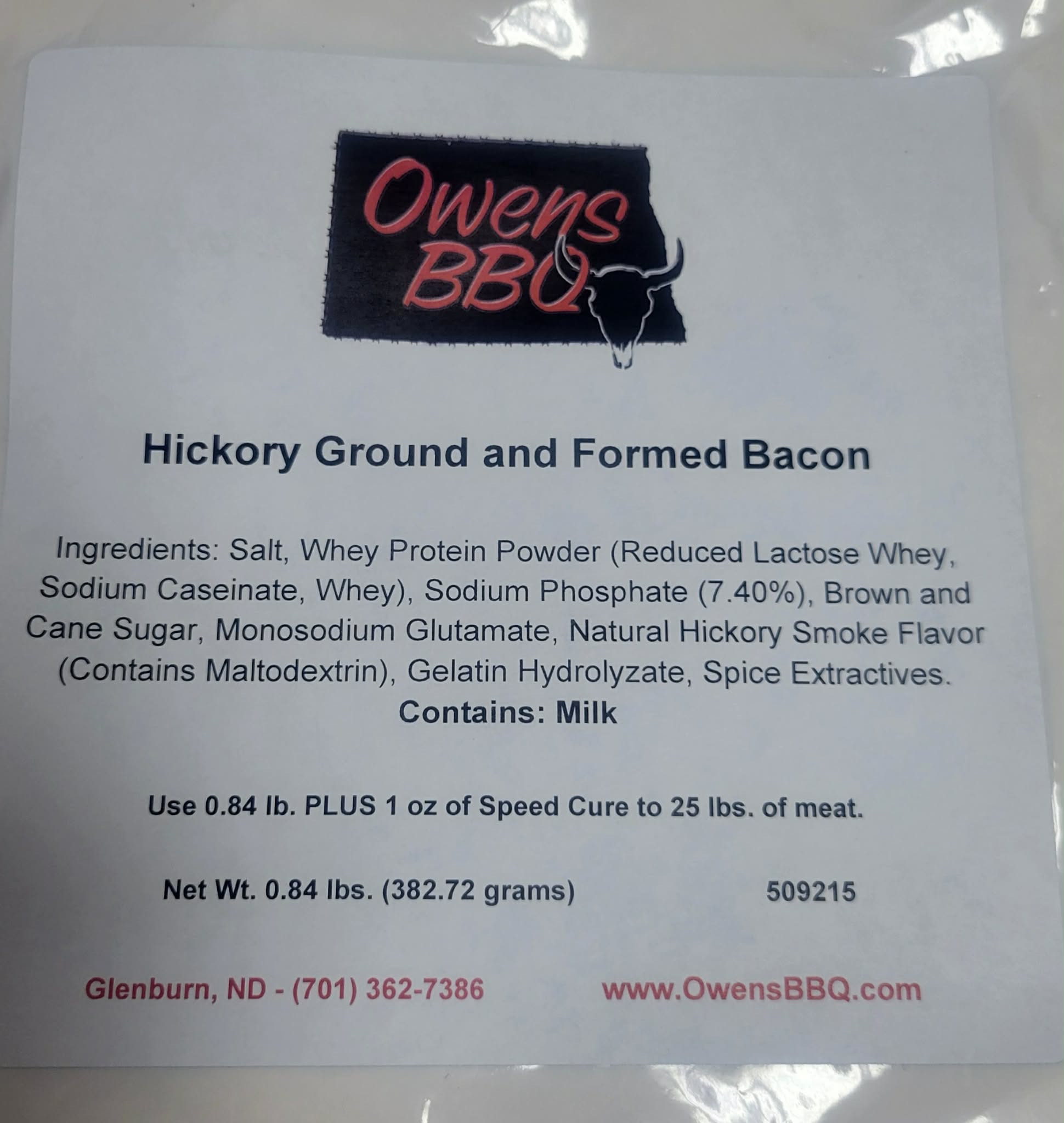 Hickory Ground and Formed Bacon Seasoning (Venison Bacon) - Owens BBQ