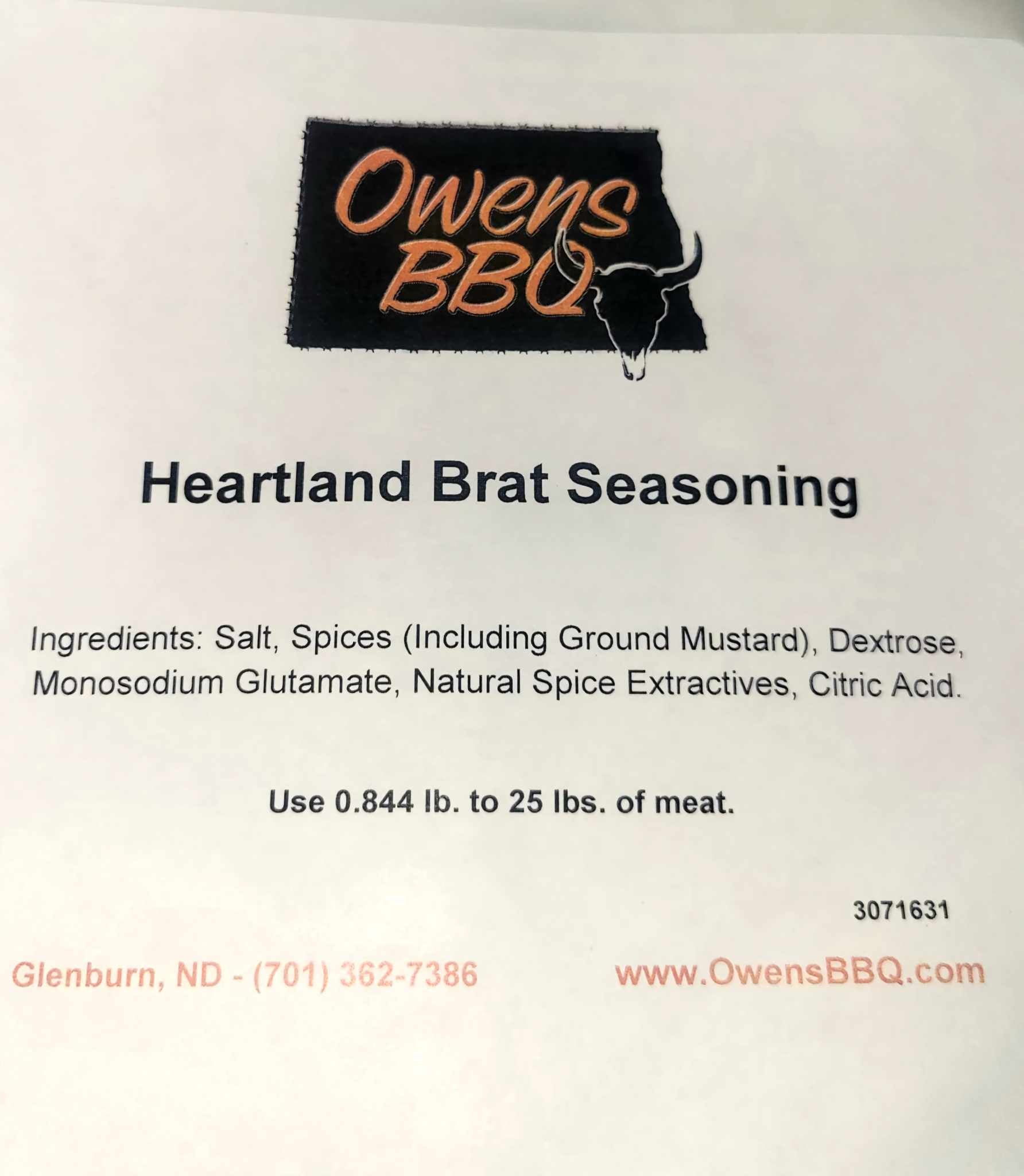 Heartland Bratwurst Seasoning - Owens BBQ